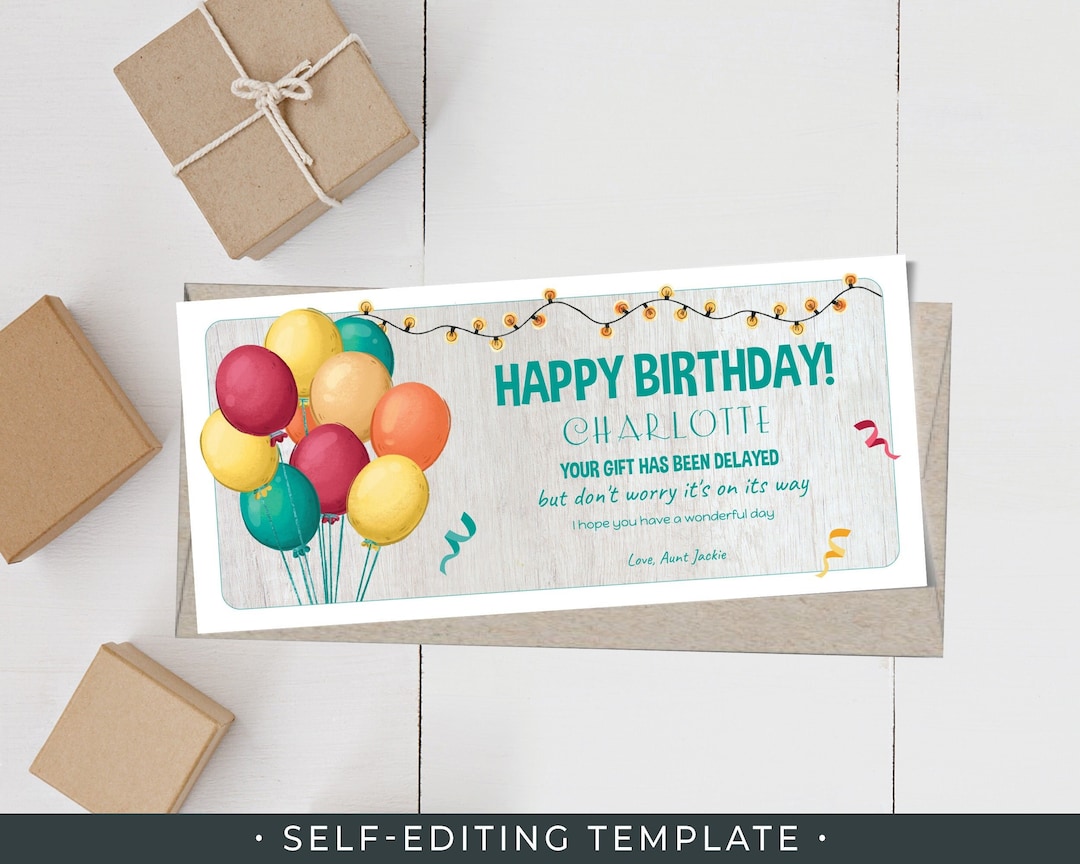 Gift Voucher Editable TEMPLATE | Your Gift Has Been Delayed | Funny ...