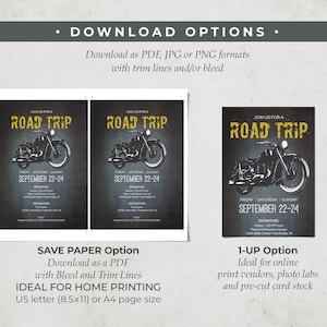 Road Trip Motorcycle Invitation Self-editing TEMPLATE + Mobile Invite ...