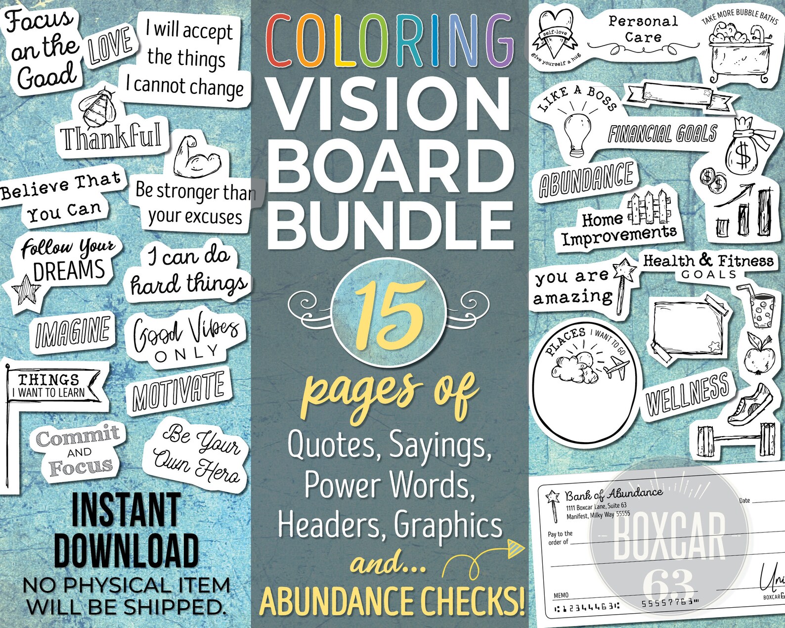 Vision Board Kit Printable Instant Digital Download Vision - Etsy