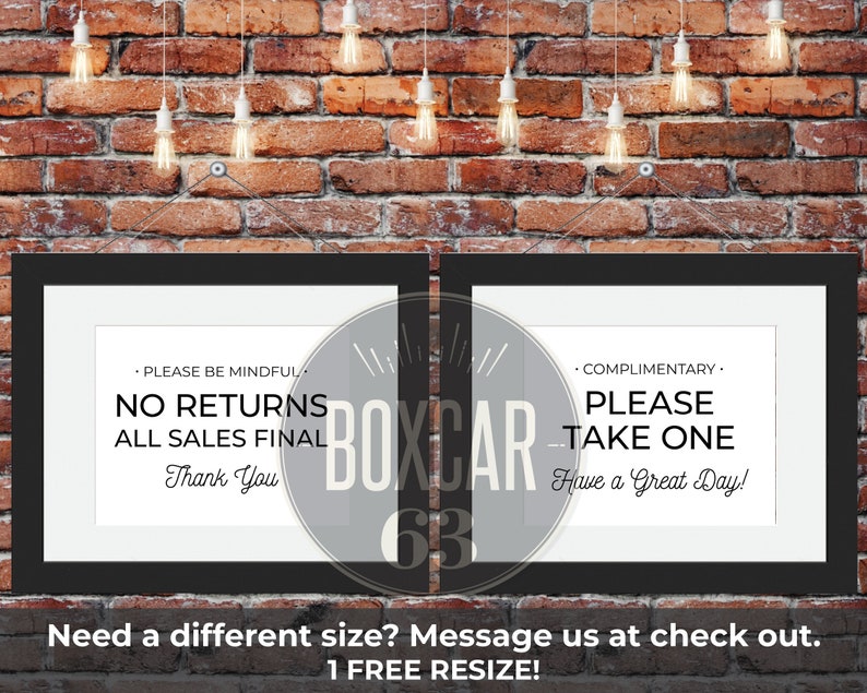 No Returns Sign Printable Complimentary Sign Instant | Etsy