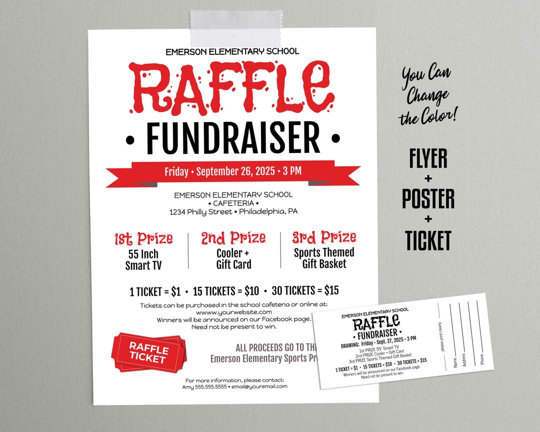 Raffle Fundraiser Bundle Editable TEMPLATES | 8.5x11 Flyer, 11x17 ...