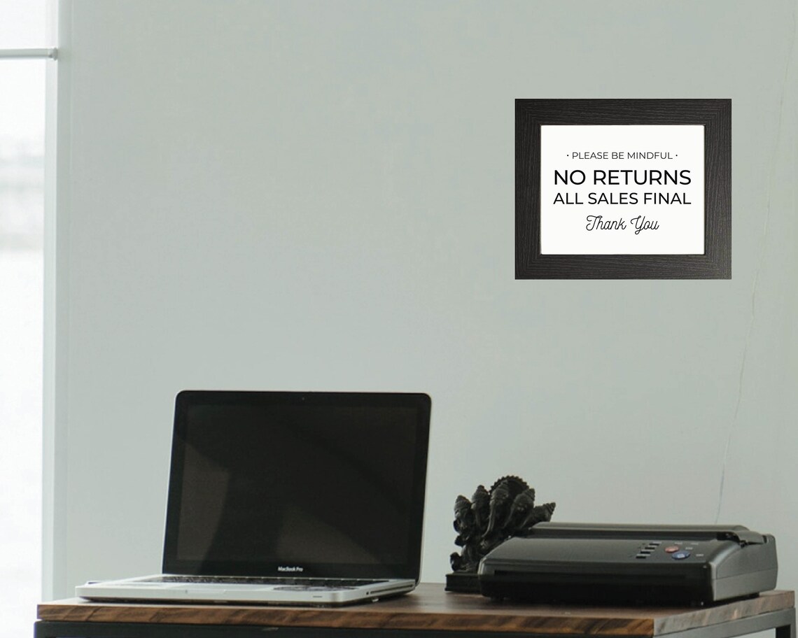 No Returns Sign Printable | Complimentary Sign | Instant Download ...