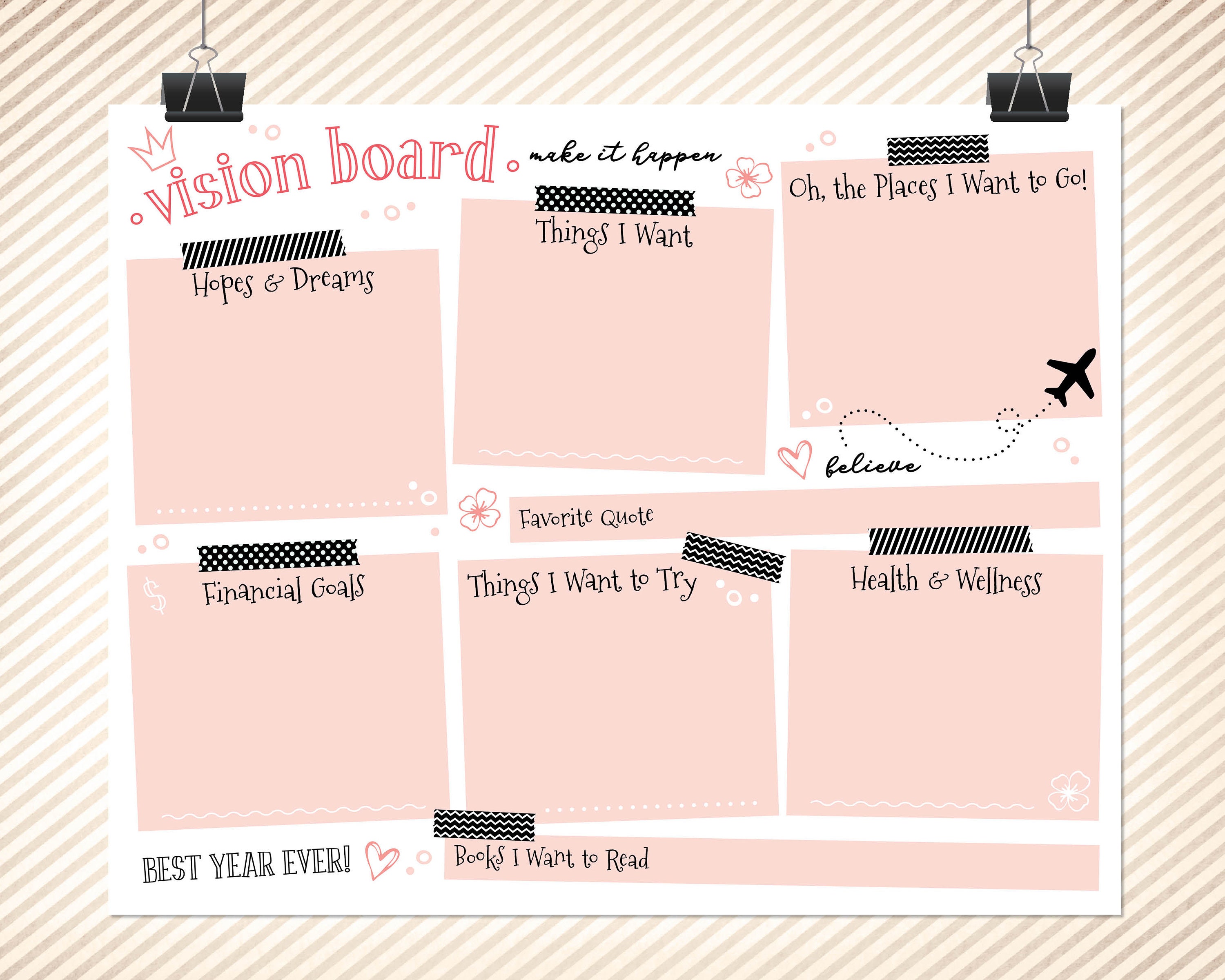Vision Board Template | Instant Digital Download | 300 DPI | Dream ...