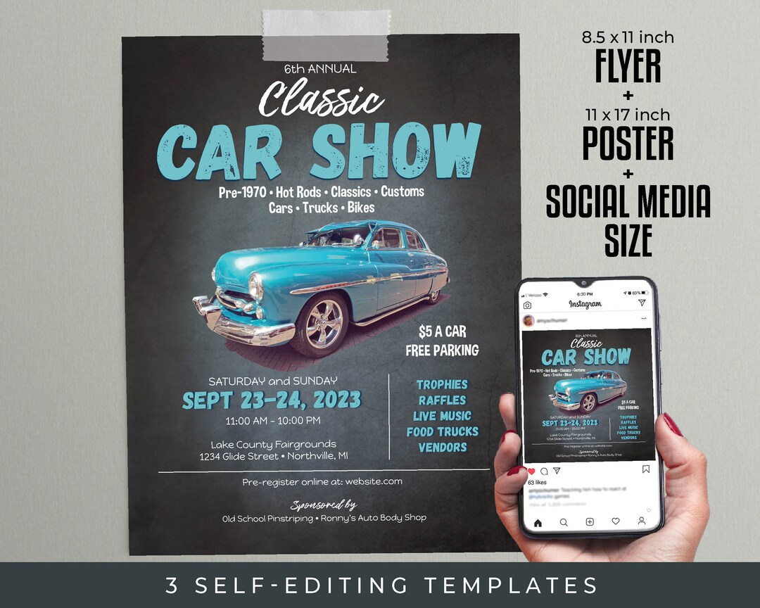 Car Show Editable TEMPLATES 8.5x11 Flyer 11x17 Poster - Etsy