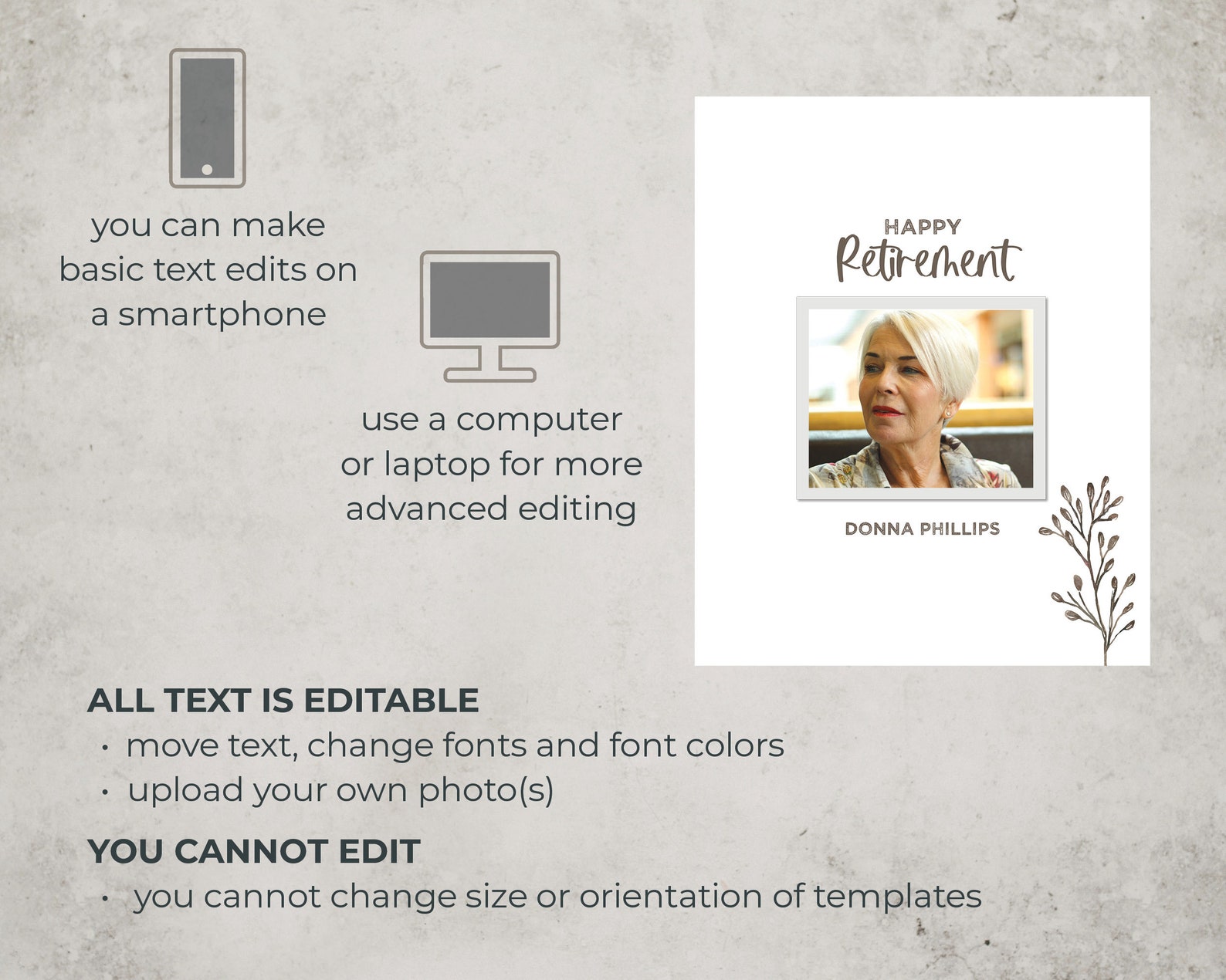 Retirement Message Board TEMPLATE Fully Editable Minimal - Etsy