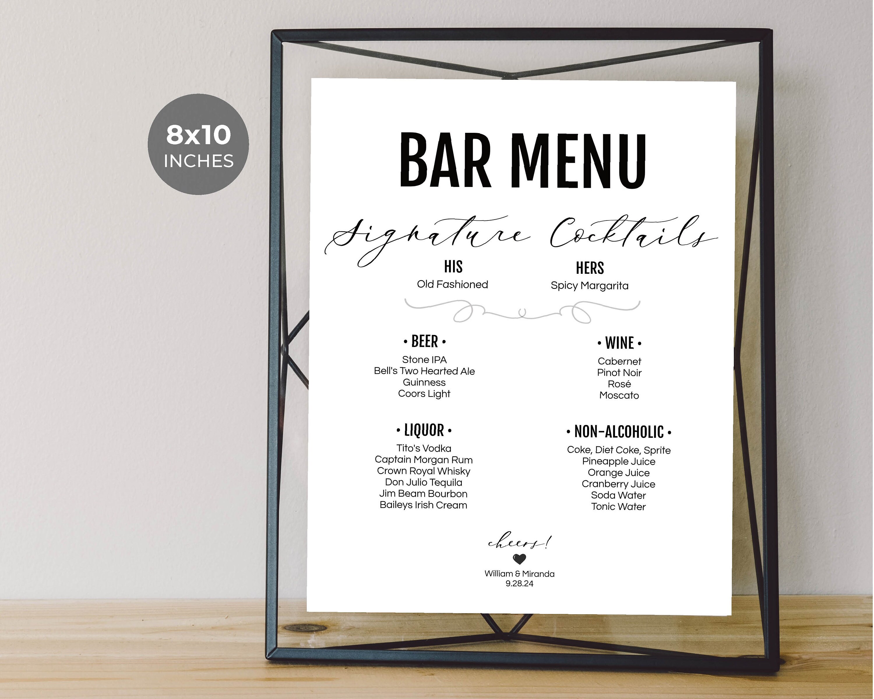 PLANTILLAS de letreros de menú de bar moderno / Letrero de bebida ...