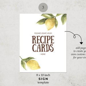 Recipe Card Self Editing TEMPLATE Bring a Recipe Card Recipe Card Sign ...