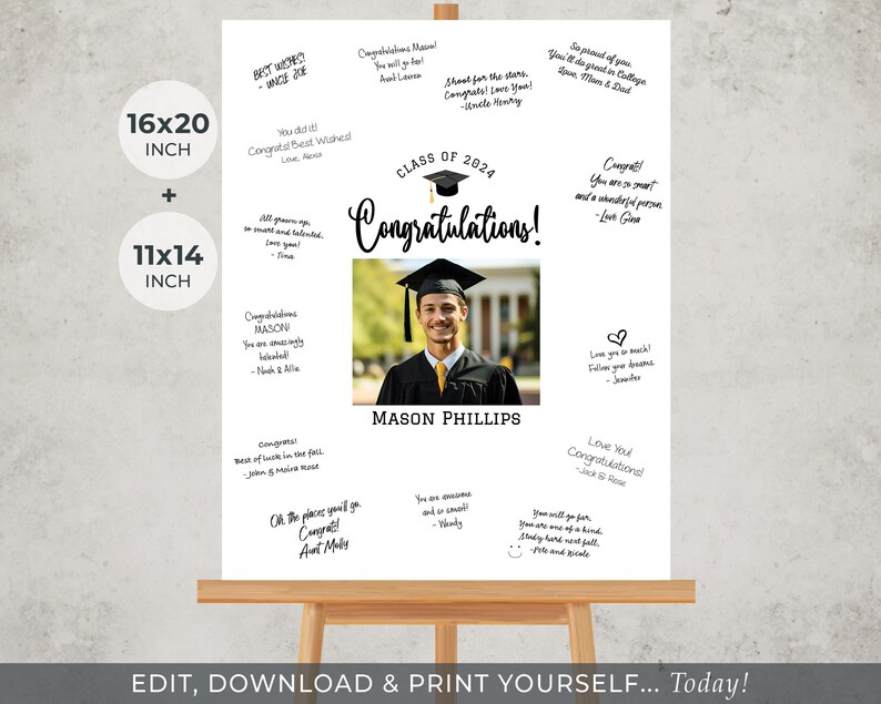 Graduation Message Board Template Fully Editable Modern Photo Signature ...