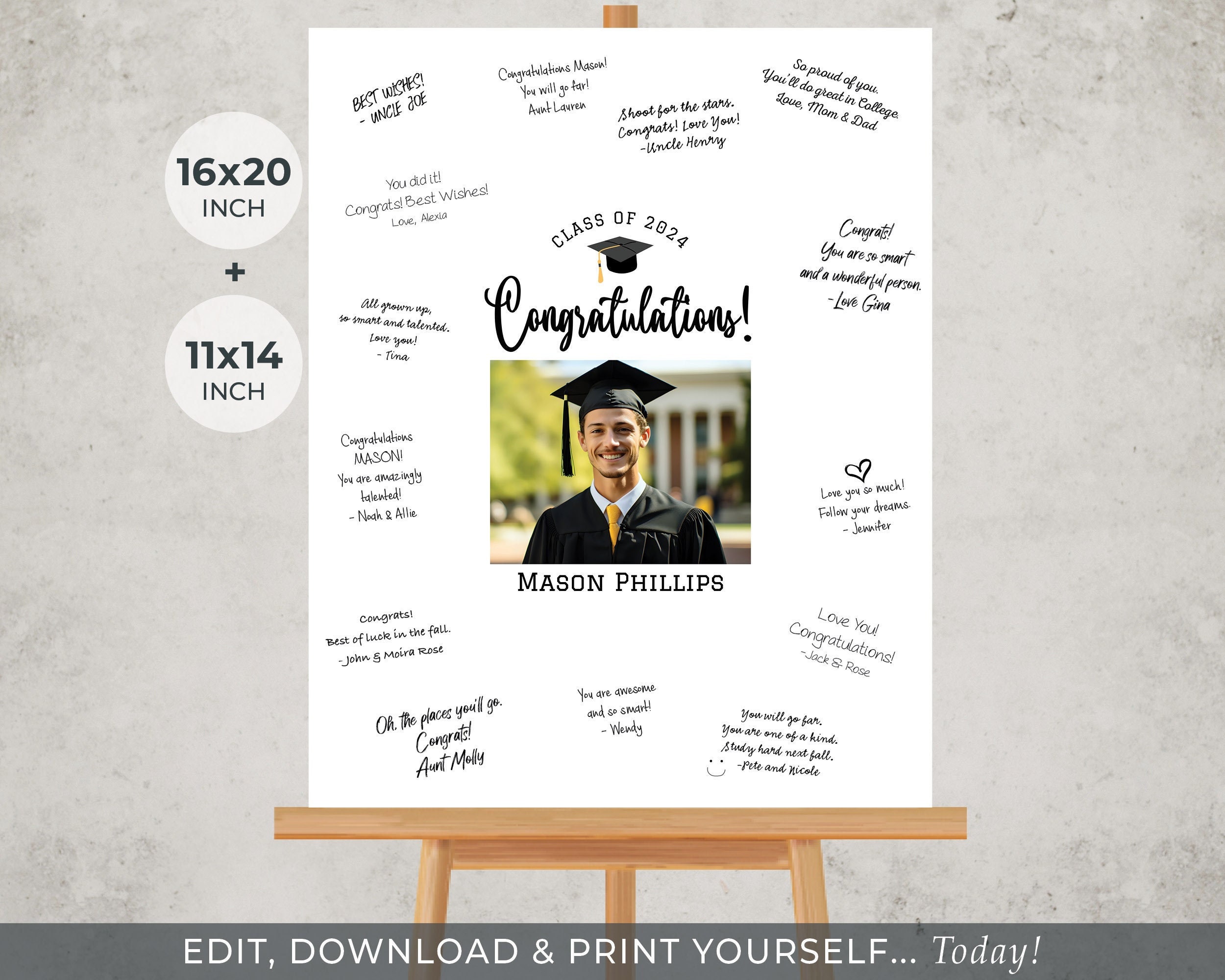Graduation Message Board Template Fully Editable Modern Photo Signature ...