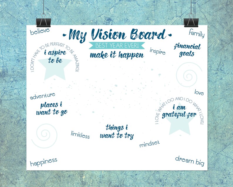 Vision Board Template | INSTANT DOWNLOAD Digital File | Dream Board ...