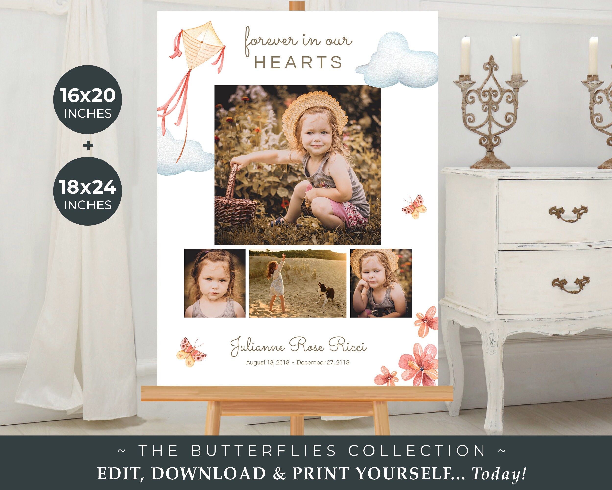 Child Funeral Photo Poster TEMPLATE in Loving Memory - Etsy