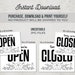 Open Closed Sign Printable | INSTANT DOWNLOAD | Uneditable JPG File ...