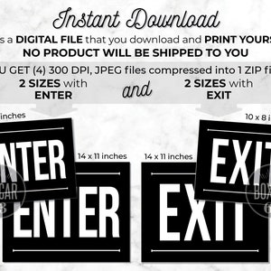 Exit Sign Printable Enter Sign Printable Instant Download - Etsy