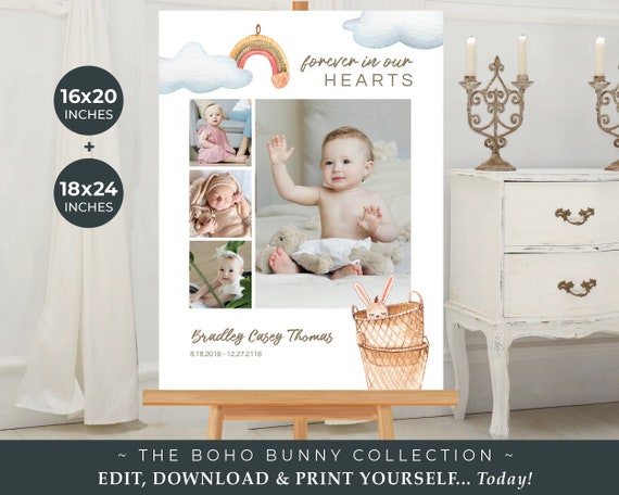 Child Funeral Photo Poster TEMPLATE in Loving Memory - Etsy