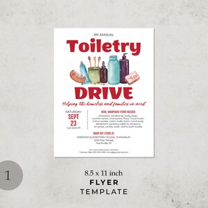Toiletry Drive Editable TEMPLATES | 8.5x11 Flyer, 11x17 Poster, Social ...