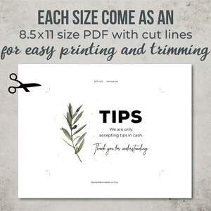 TIPS Cash Only - We Are Only Accepting Cash Tips | INSTANT DOWNLOAD ...
