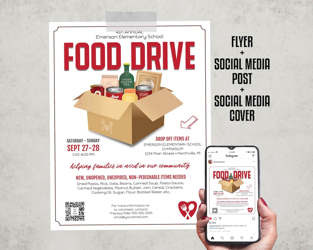 Food Drive Bundle TEMPLATES | Flyer, Social Media Cover\fb Banner ...