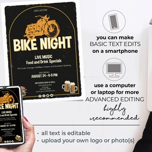 Bike Night - 3 Editable TEMPLATES | 8.5x11 Flyer, Mobile Invite, Social ...