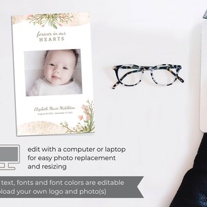 Child Baby Funeral Program TEMPLATE | Pink Floral Whimsy Memorial ...