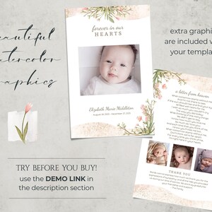 Child Baby Funeral Program TEMPLATE | Pink Floral Whimsy Memorial ...