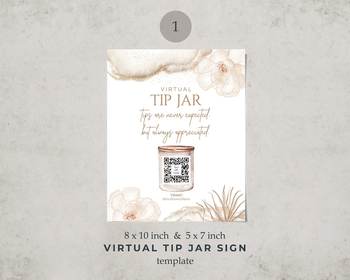 Tip Sign TEMPLATE Self-editing Virtual Tip Jar Tips Are - Etsy