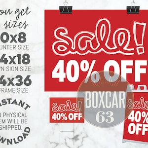 40% Off Sale Sign Printable Instant Download Digital File | Etsy