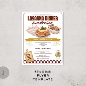 Lasagna Fundraiser Bundle Editable TEMPLATES | Flyer, 11x17 Poster, 4 ...