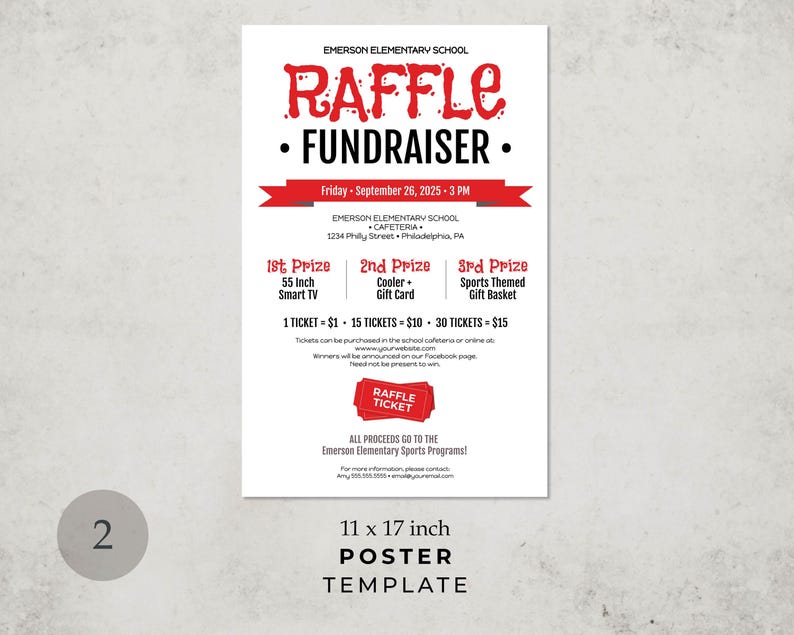 Raffle Fundraiser Bundle Editable TEMPLATES | 8.5x11 Flyer, 11x17 ...