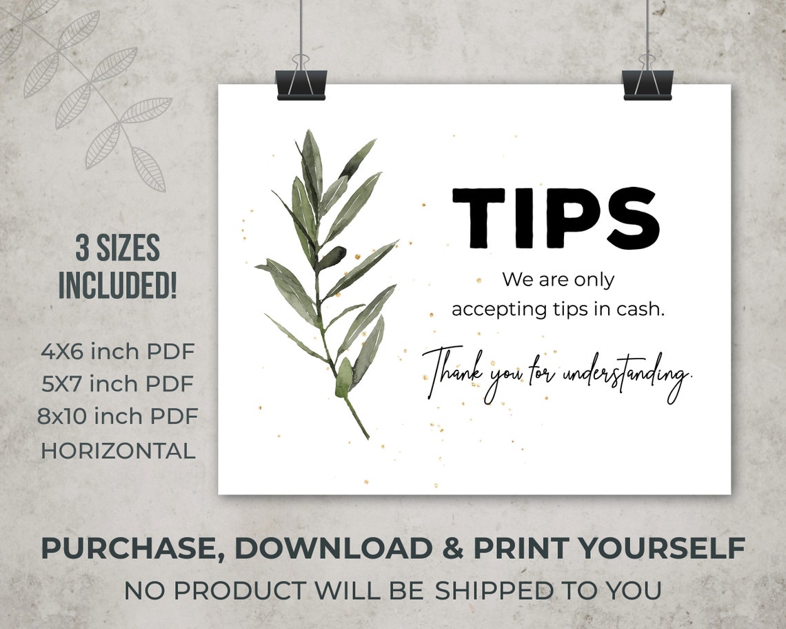 TIPS Cash Only we are only accepting cash tips INSTANT | Etsy