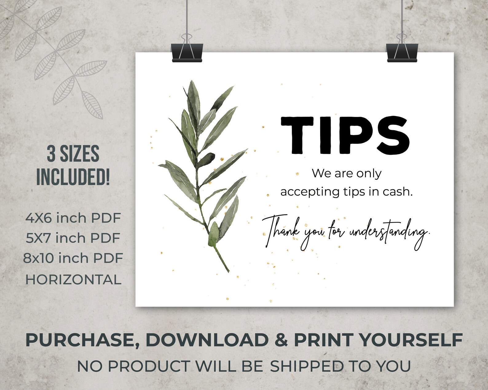 TIPS Cash Only we are only accepting cash tips INSTANT | Etsy