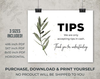 Cash Only Tips Sign - Etsy