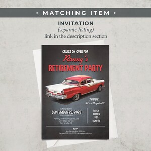 Retirement Message Board TEMPLATE Editable Red Vintage Car Photo ...