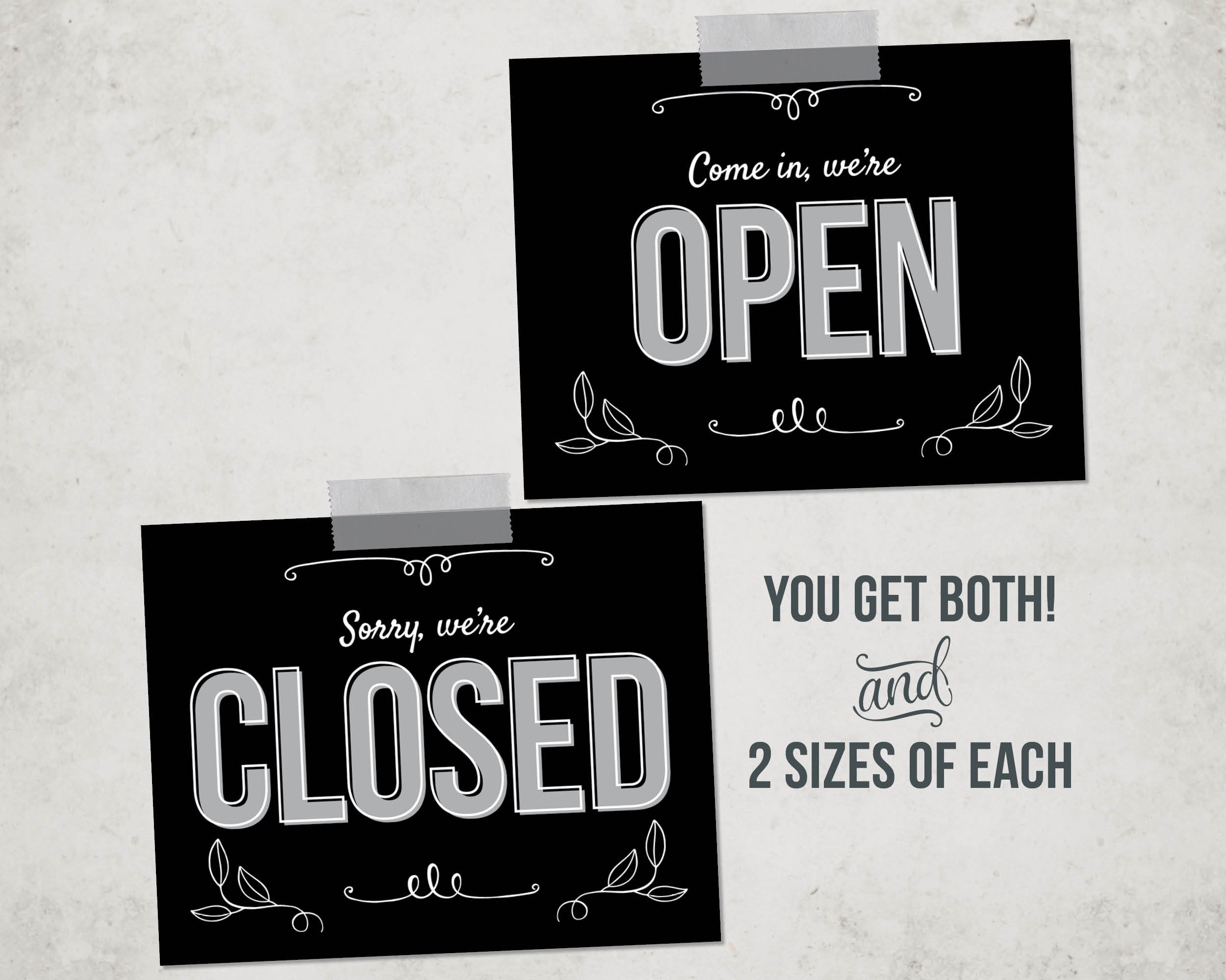 Open Closed Sign Printable | INSTANT DOWNLOAD | Uneditable JPG Files ...