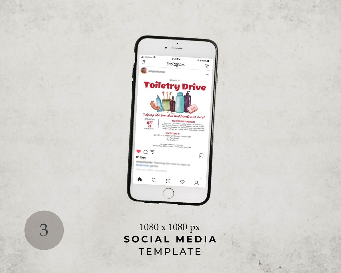 Toiletry Drive Editable TEMPLATES | 8.5x11 Flyer, 11x17 Poster, Social ...