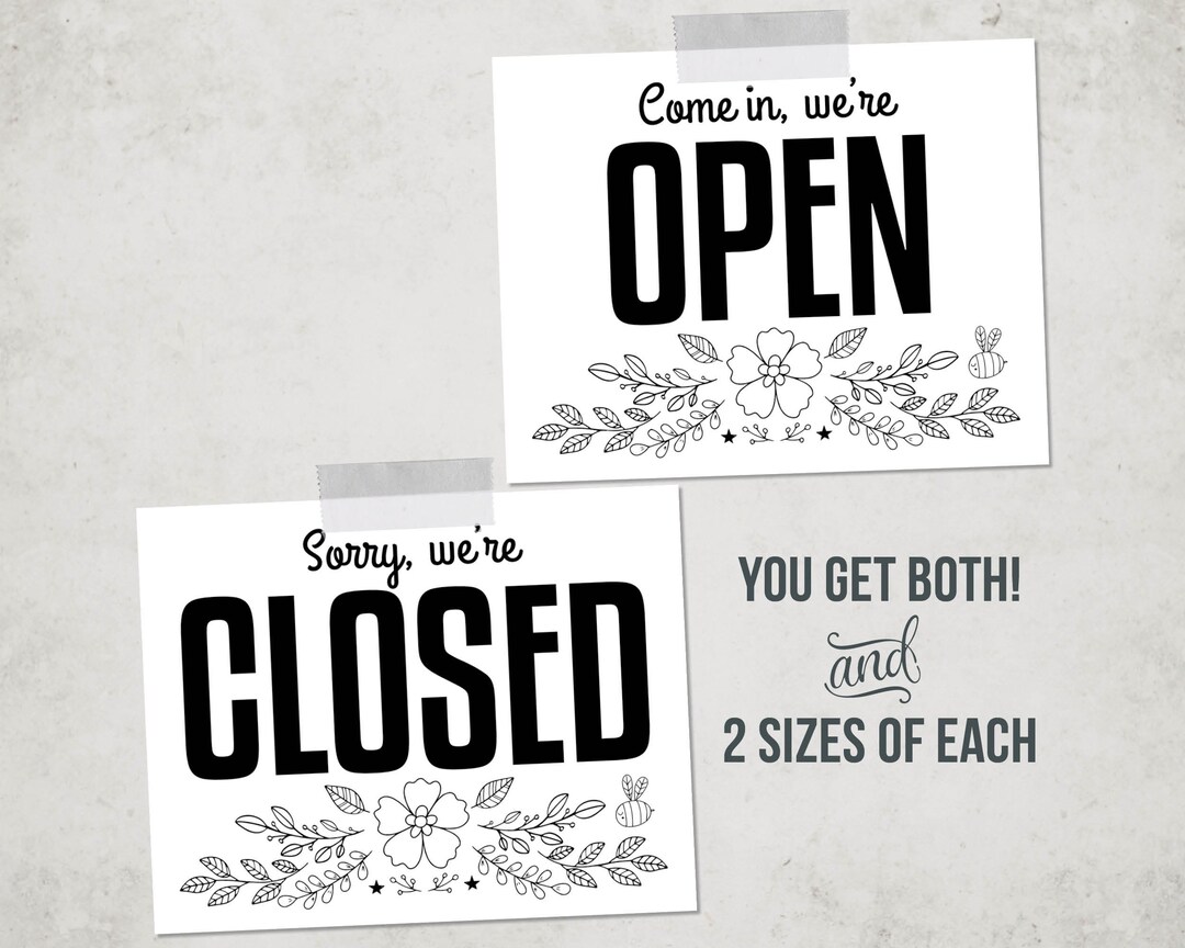 Open Closed Sign Printable | INSTANT DOWNLOAD | Uneditable JPG File ...