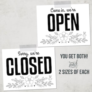 Open Closed Sign Printable | INSTANT DOWNLOAD | Uneditable JPG File ...