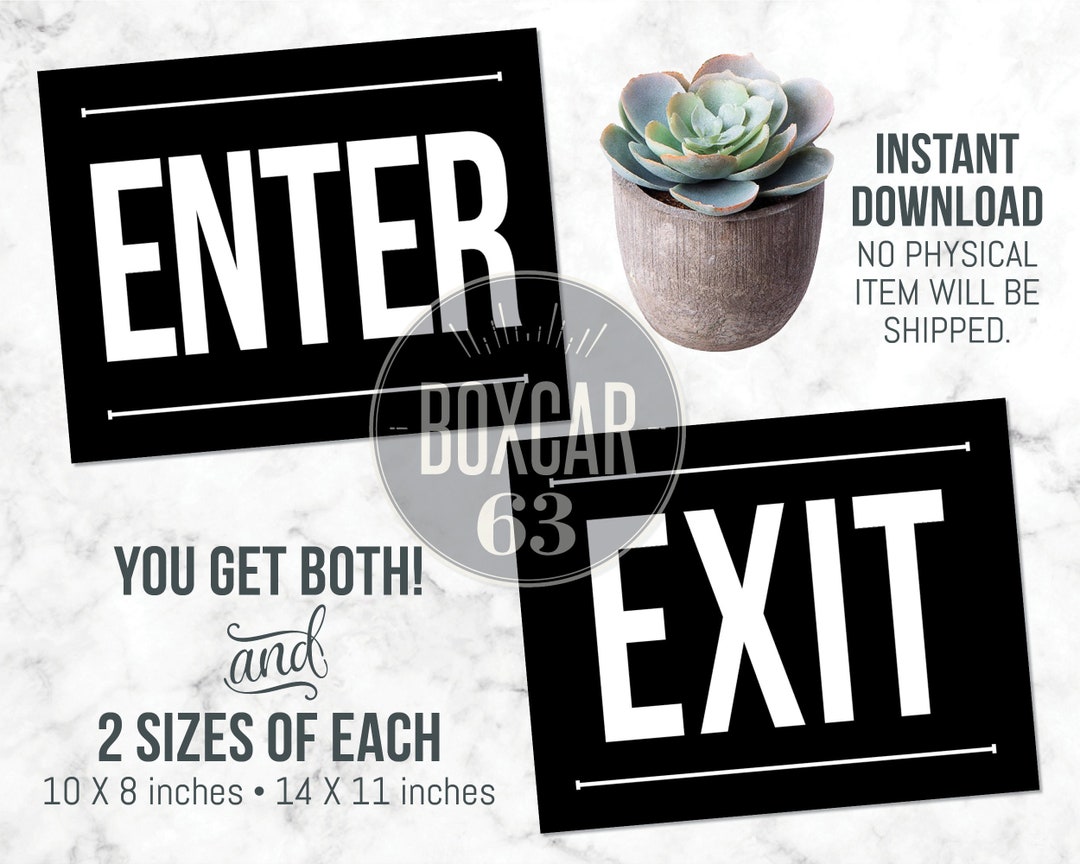 Exit Sign Printable Enter Sign Printable Instant Download - Etsy
