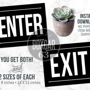 Exit Sign Printable Enter Sign Printable Instant Download - Etsy