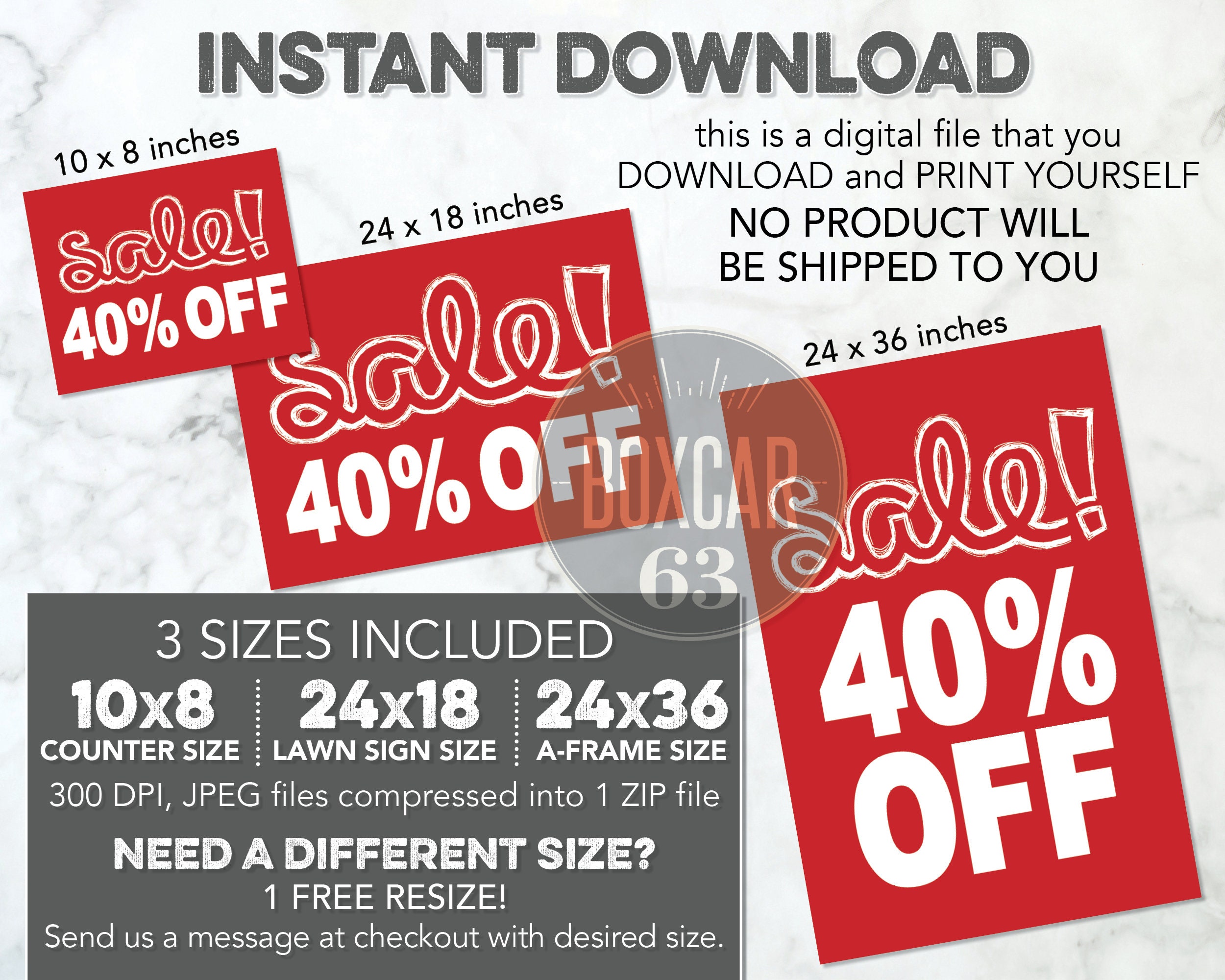 40% Off Sale Sign Printable Instant Download Digital File | Etsy