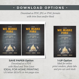 Bonfire Invite Editable TEMPLATE 5x7 Inch Invite Text/email Invite ...
