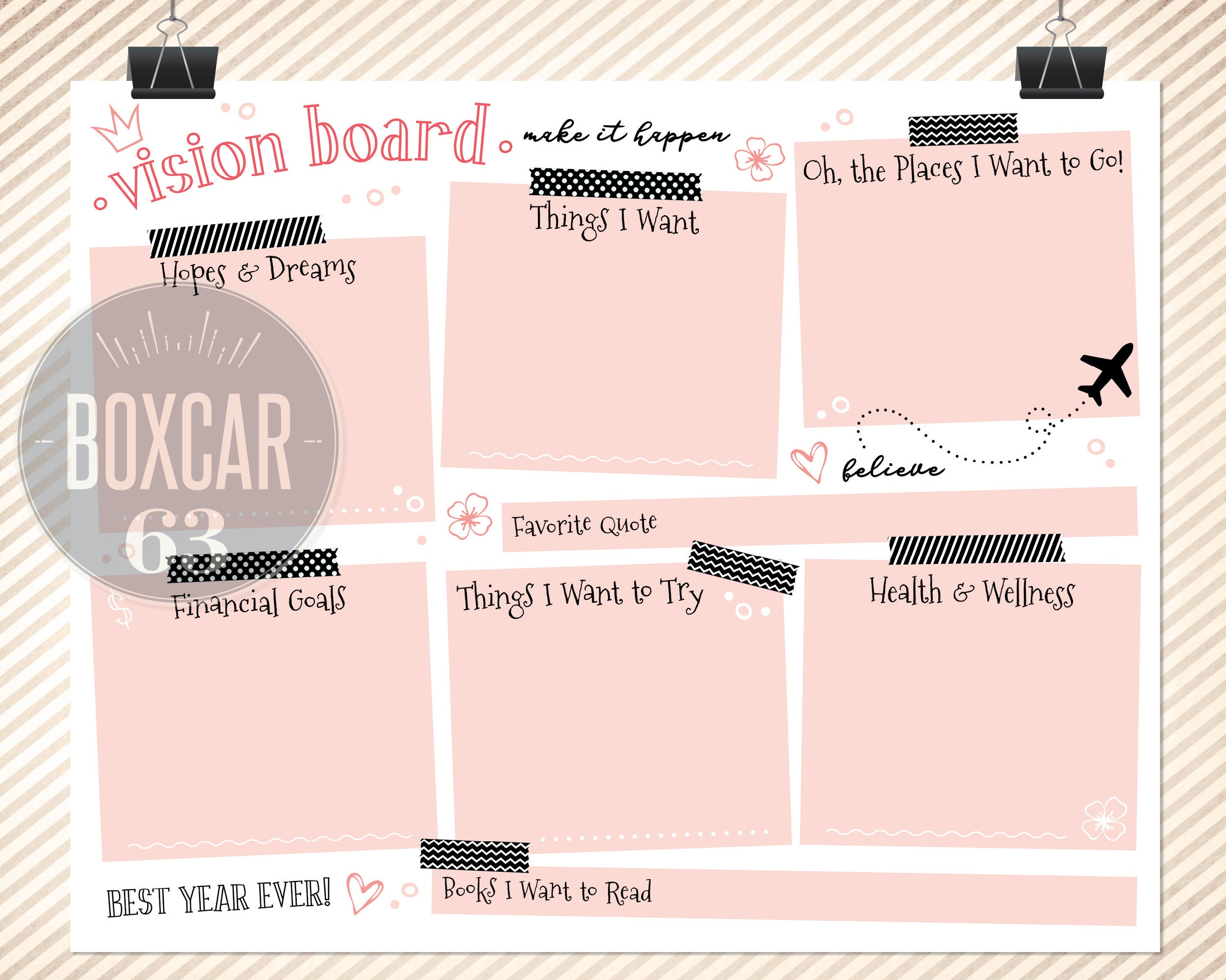 Vision Board Template Instant Digital Download 300 DPI - Etsy