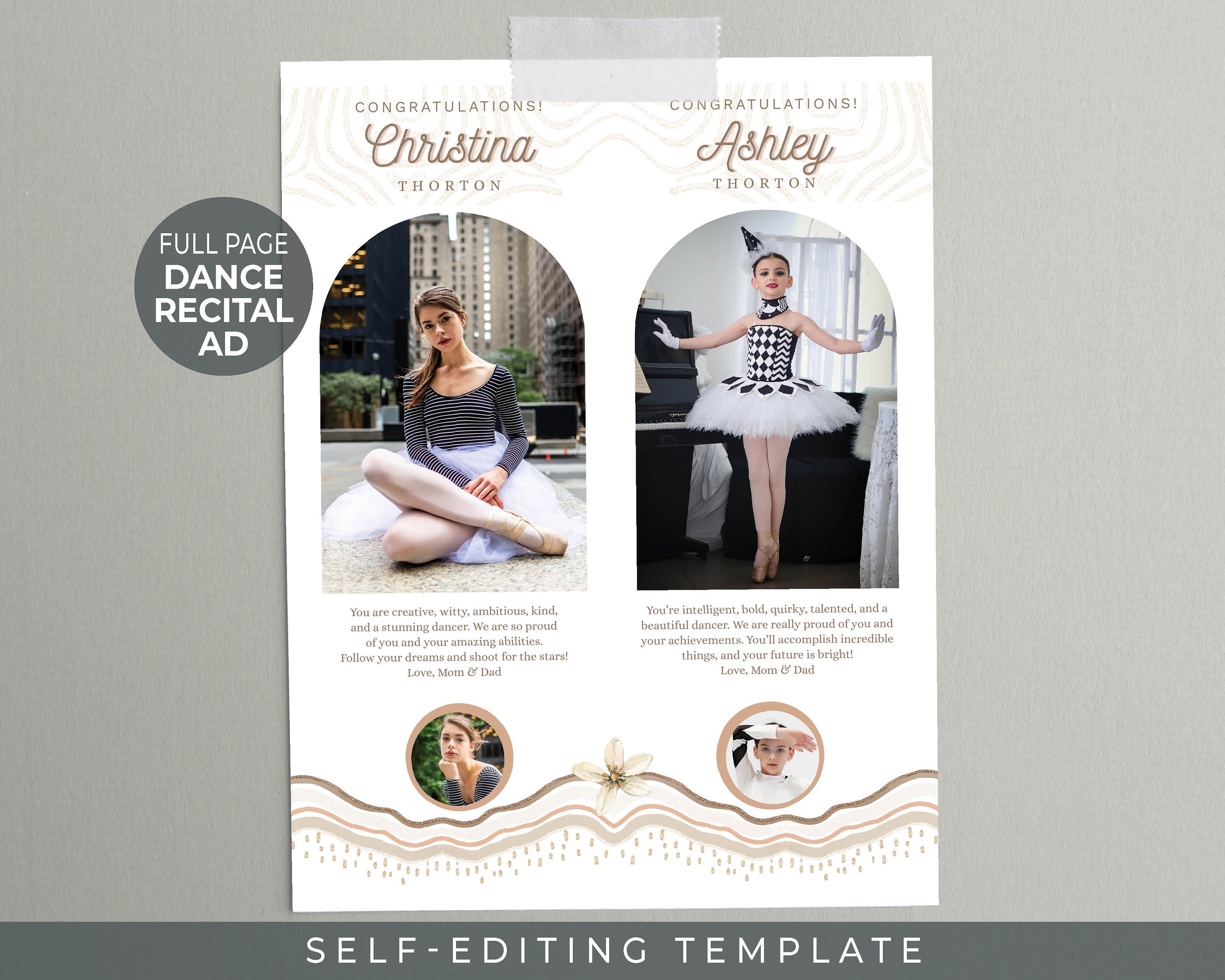 Dance Recital AD TEMPLATE Self-editing in Corjl Boho Neutral Duo ...