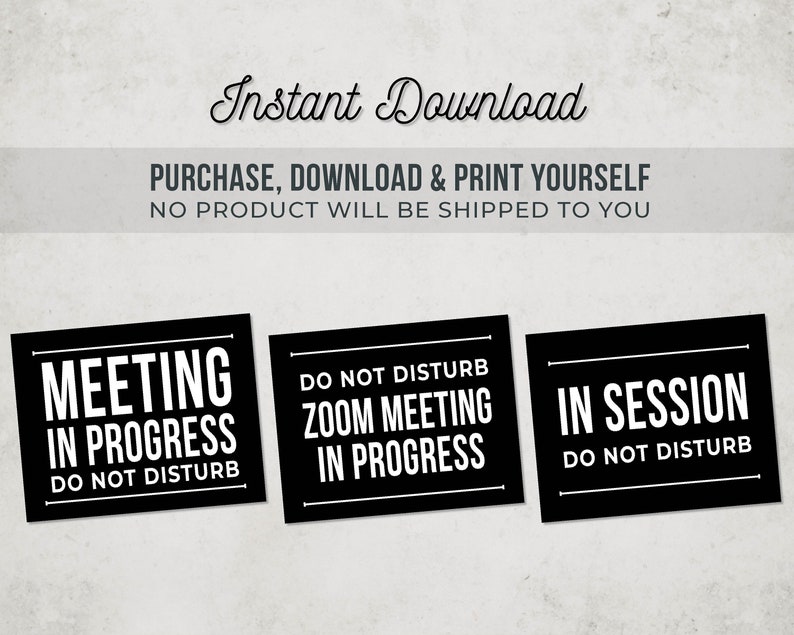 Meeting in Progress PRINTABLE Signs + in Session Sign + Zoom Meeting in ...