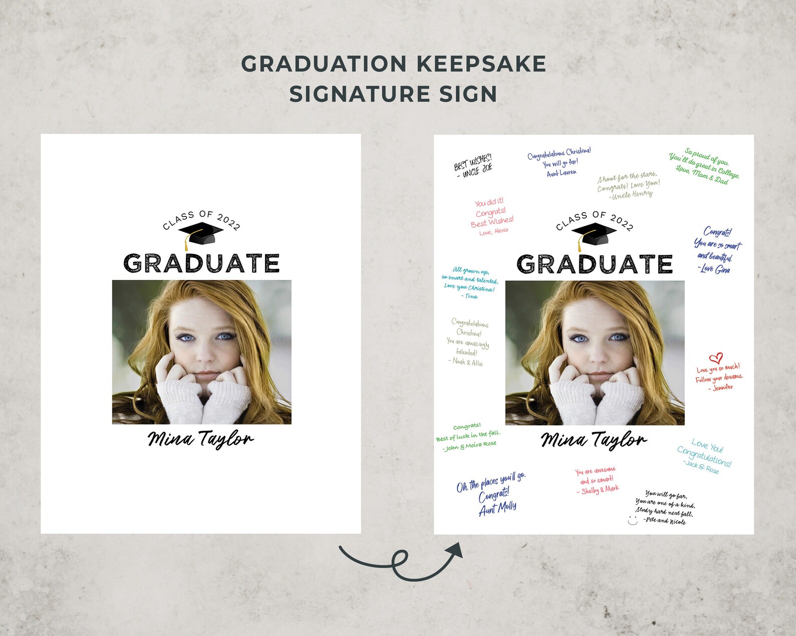 Graduation Message Board Template Fully Editable Modern Photo Signature ...