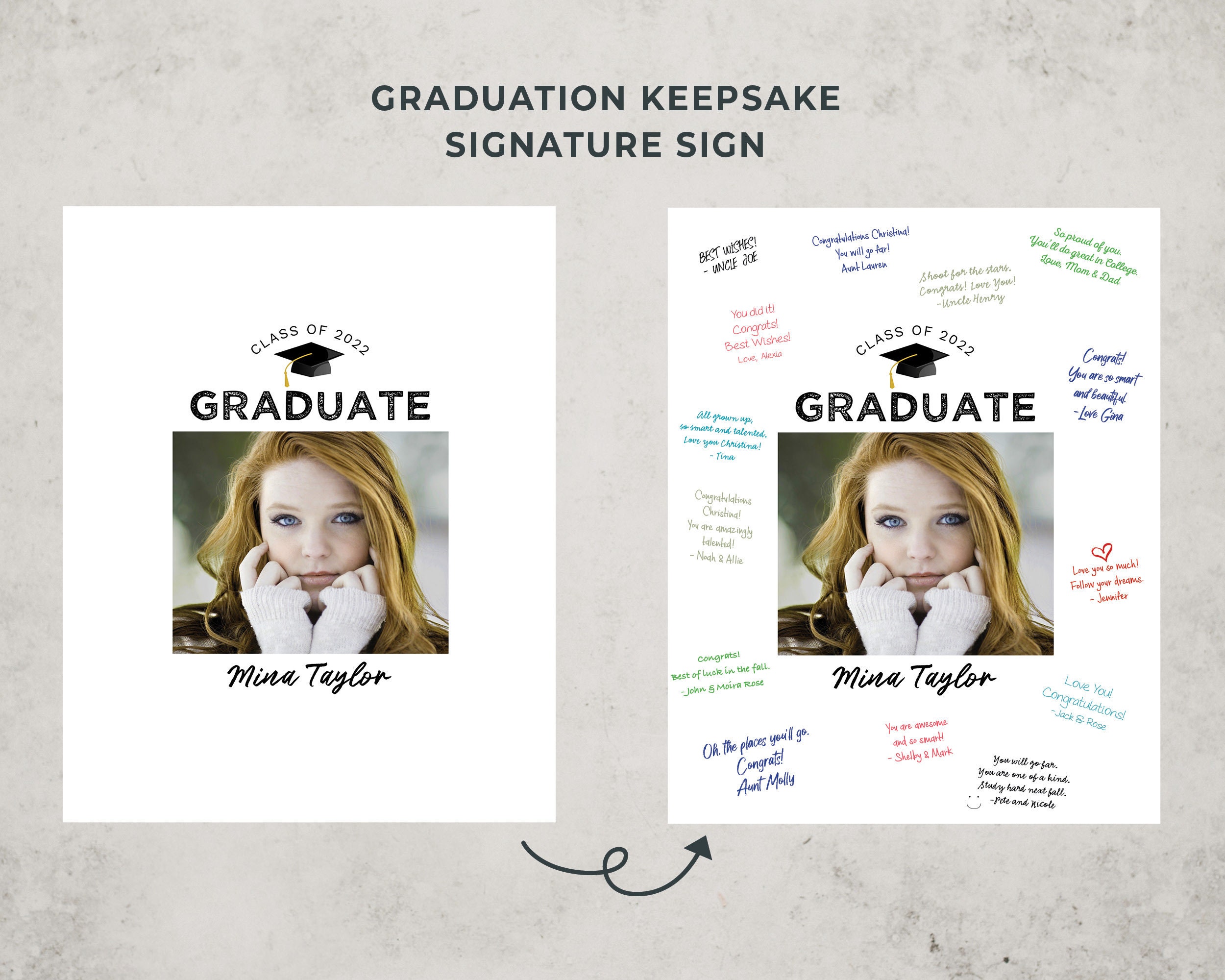 Graduation Message Board Template Fully Editable Modern Photo Signature ...