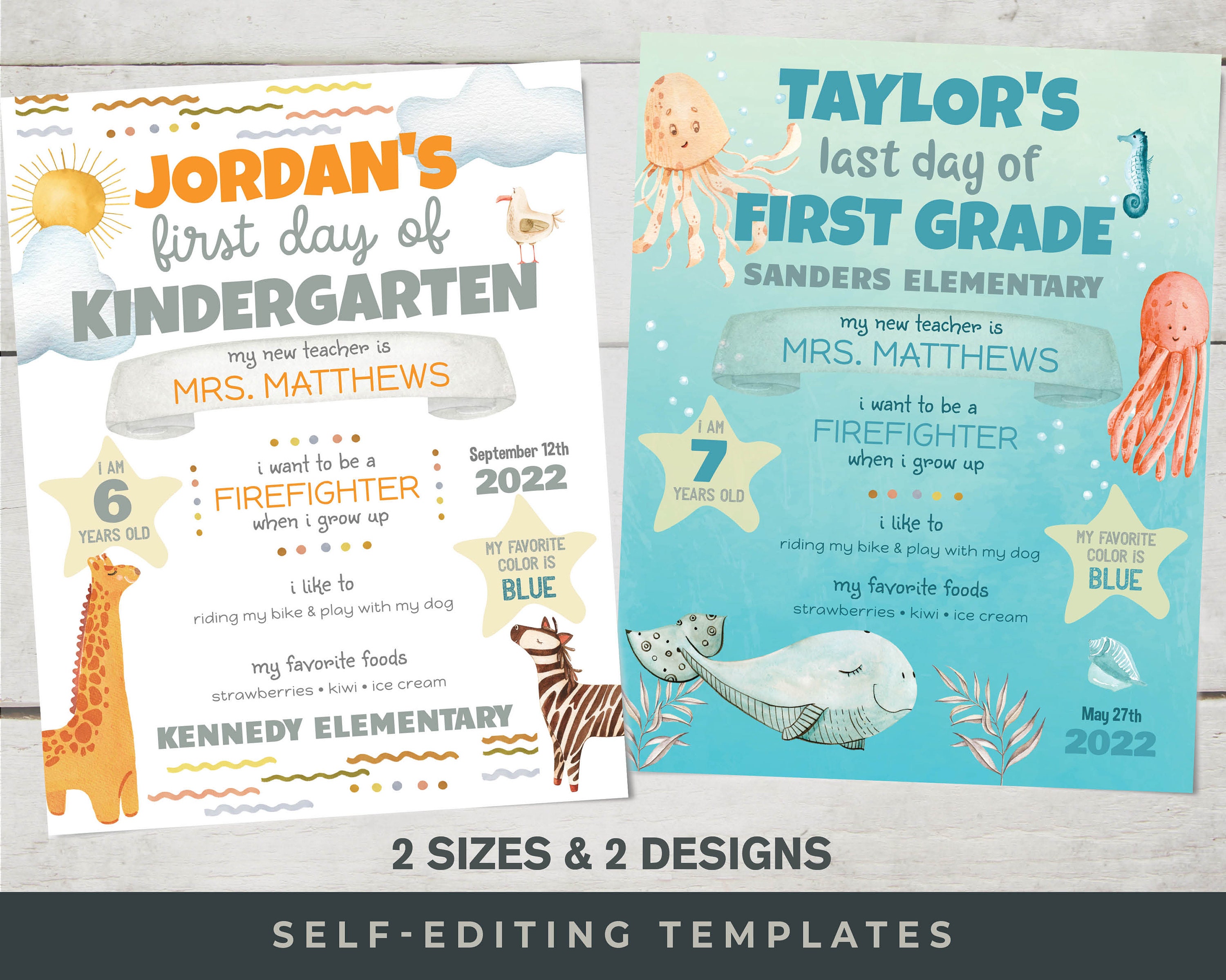 First Day of School Sign TEMPLATES in Corjl Last Day of School Sign 8 ...