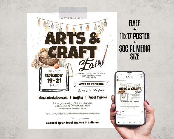 Free Arts Craft Fair Flyer Template Illustrator Indesign Word
