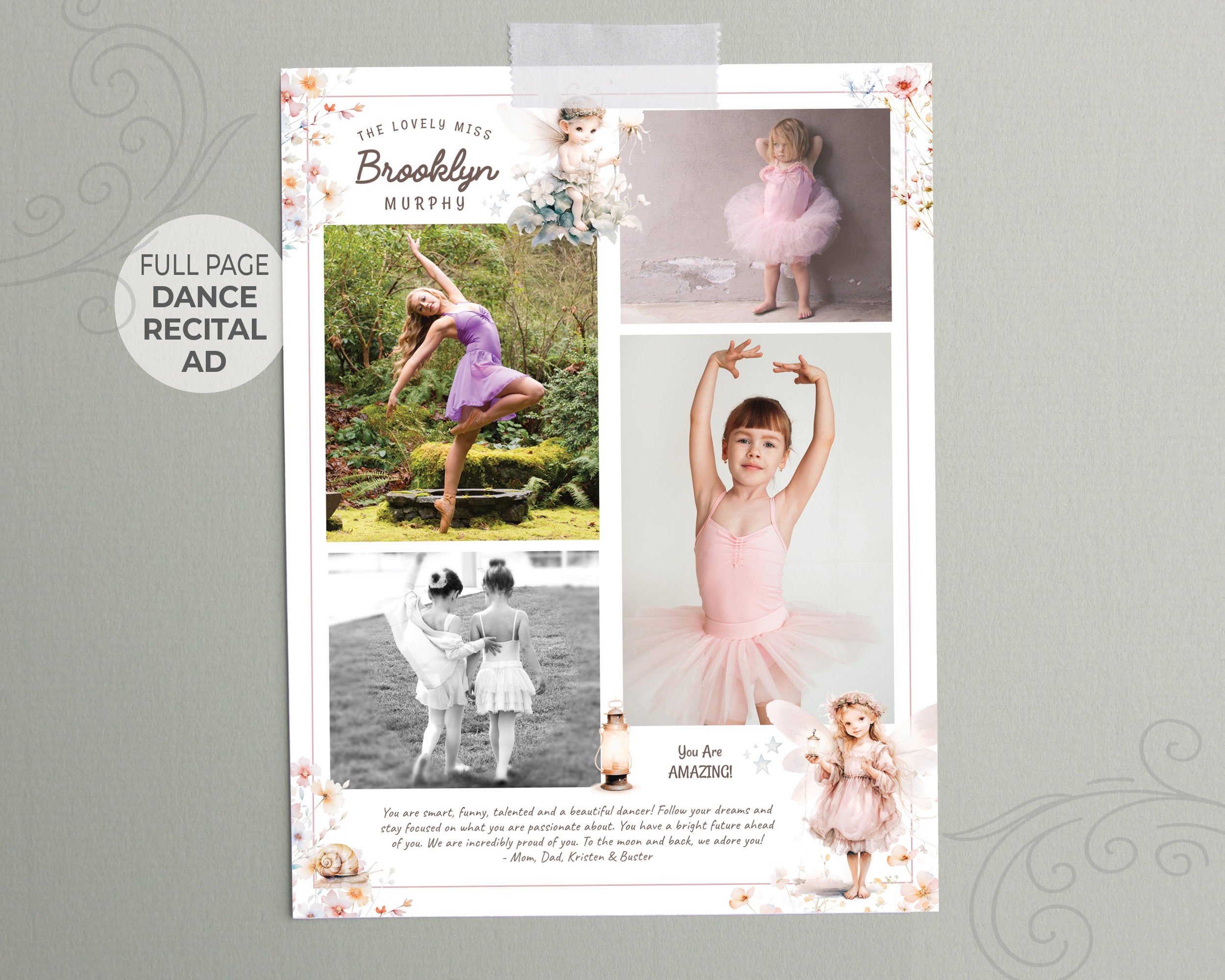 Dance Recital AD TEMPLATE Self-editing in Corjl Fairy Garden Design 8 ...
