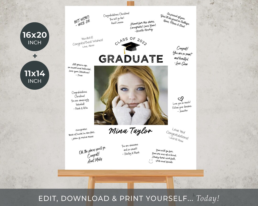 Graduation Message Board Template Fully Editable Modern - Etsy