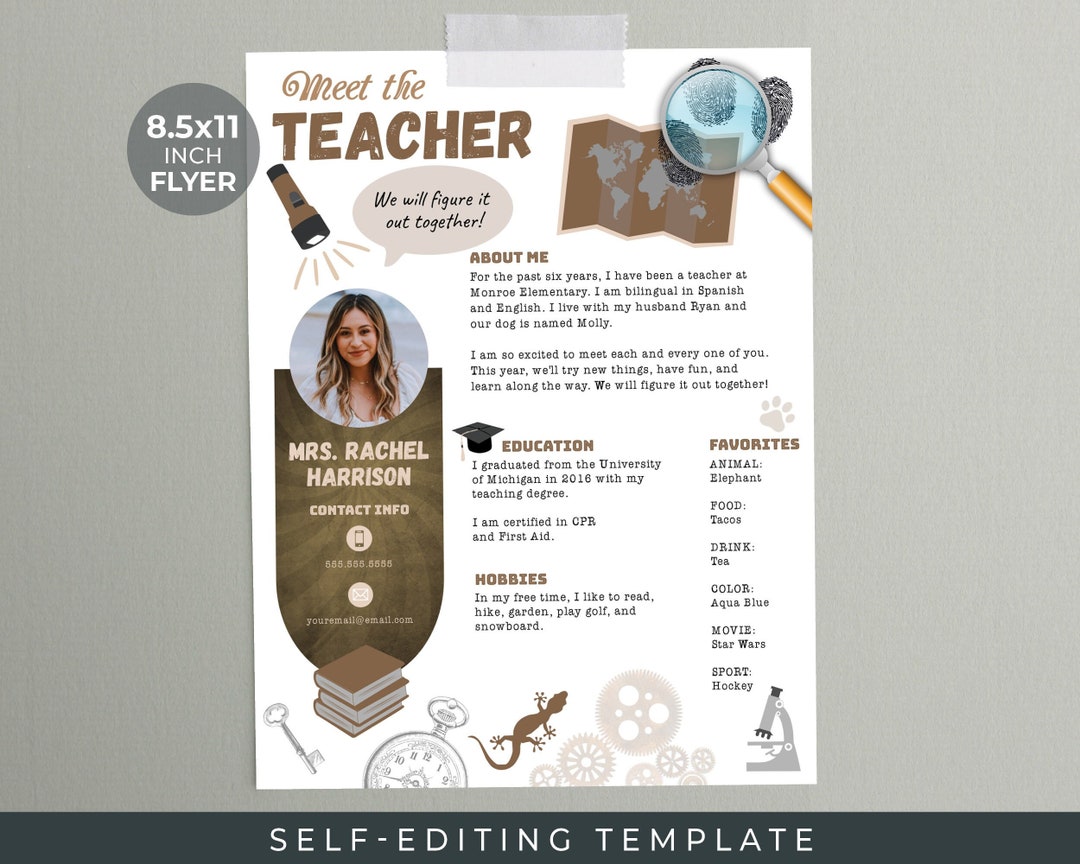 Meet the Teacher Flyer TEMPLATE | Edit in Corjl | Teacher Intro ...